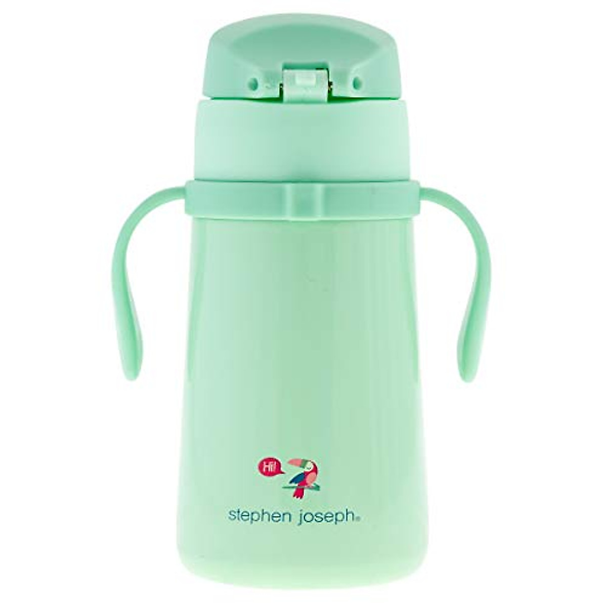 Stephen Joseph, Stainless Steel Double Wall Bottle with Handles and Weighted Straw, Training Cup, Sloth