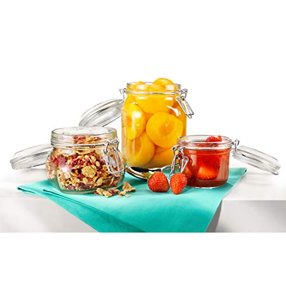 Bormioli Rocco Fido Jar, 6.75oz, Clear with Violet Top, Set of 12