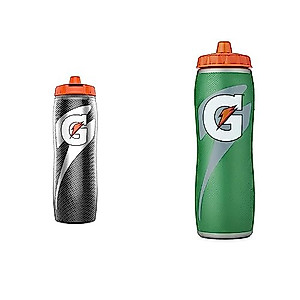 Gatorade Insulated Squeeze Bottle, Black, 30oz & 32oz Gator-skin Bottle, Green, One Size