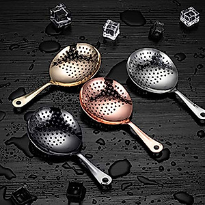 UPKOCH Stainless Steel Julep Strainer Cocktail Strainer Stainless Steel Cocktail Strainer Filter Bar Drink Strainer Utensil for Bartenders and Mixologists (Black)