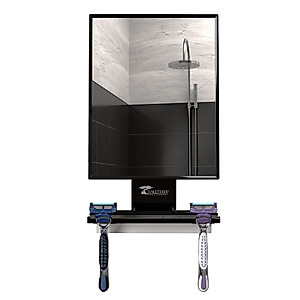 ToiletTree Products Deluxe Larger Fogless Shower Shaving Mirror with Squeegee, Large, Black