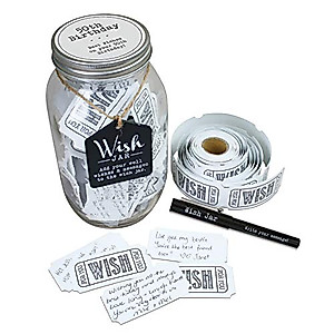 Top Shelf 50th Birthday Wish Jar With 100 Tickets, Pen, and Decorative Lid
