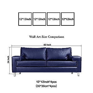 Wieco Art Romantic Beach Theme 4 Piece Modern Giclee Artwork Sea Beach Ocean Canvas Prints Contemporary Abstract Seascape Pictures Paintings on Canvas Wall Art for Bedroom Home Decorations