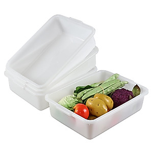 Guankan 4-Pack 8 L Commercial Plastic Bus Tub Box, Small Dish Pan Tub, White