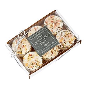 Good Vibes Only Candle by New Moon Beginnings - Negative Energy Cleansing - Soy Aromatherapy Candle - Handmade with Crystals & Herbs (6 Pack tealights)