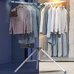 SunEegral Tripod Clothes Drying Rack-Height Adjustable Laundry Rack,Portable & Foldable Laundry Room Organization for Quilt Towel Clothing, Space Saving Design,Indoor/Outdoor,20 Hooks
