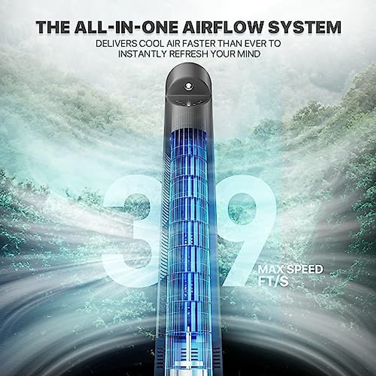 mollie Oscillating Quiet Tower Fan with Remote Control 3 Speeds 12H Timer Portable LED Display 47 Inch Electric Air Circulator Cooling Floor Standing Fan for Home Bedroom Office Living Room Gray