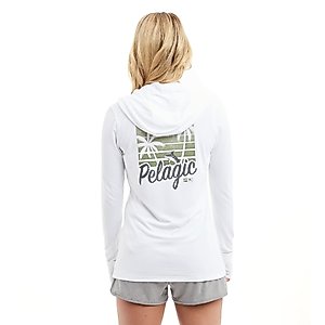 PELAGIC Women's Aquatek Island Time Hooded Fishing Shirt, Long Sleeve, UPF 50+ Protection, Ultra Soft Feel Water and Stain Repellent,