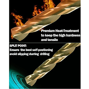 Cobalt Drill Bit Set 10Pcs 7/16 inch HSS Co M35 Twist Jobber Length Drill Steel Metal Iron