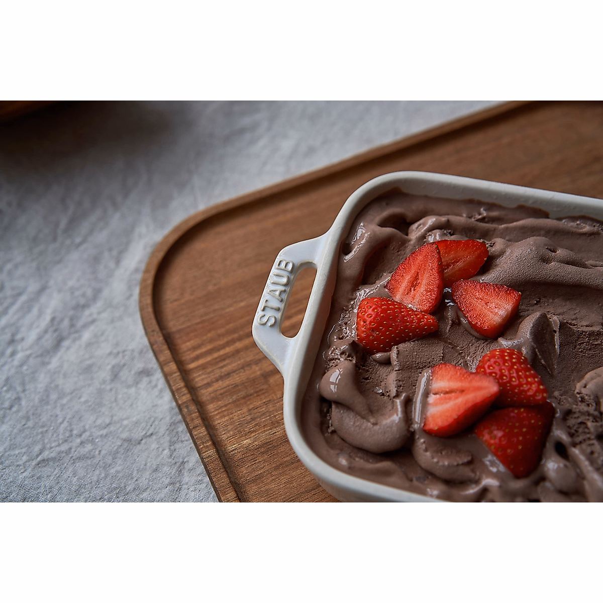 STAUB Ceramics Rectangular Baking Dish Set, 2 pc, Rustic Ivory