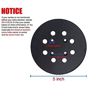 2 Pack 5 inch 8 Holes Sander Backing Pad, Hook and Loop, Replacement Pad for Random Orbit Sander