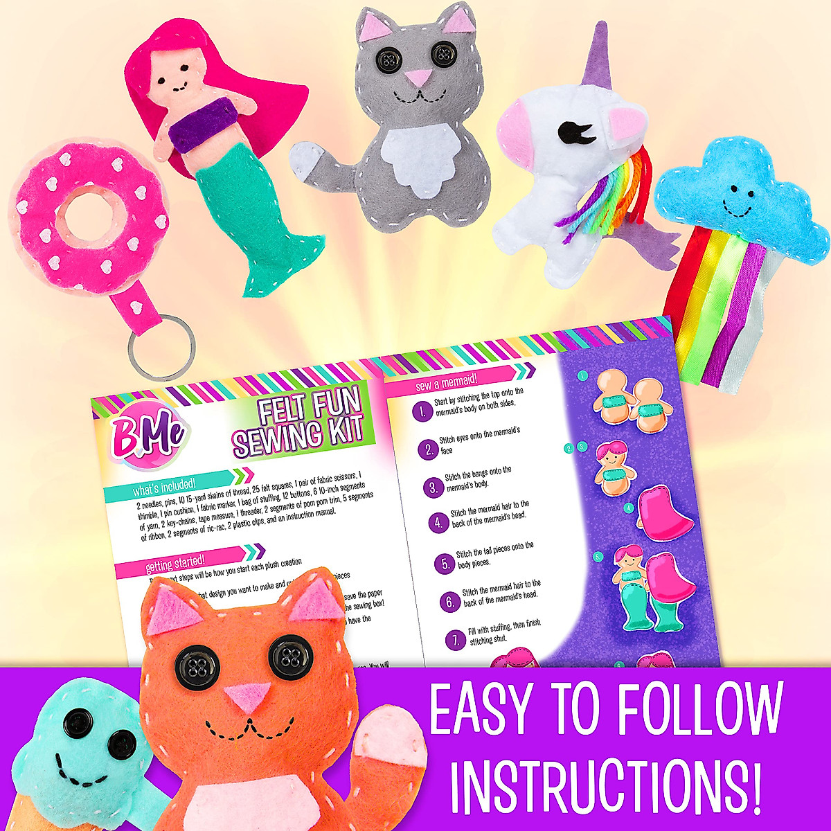 Creative Kids Felt Sewing Kit - Craft 15+ Characters - Fun DIY Kit for Kids 8+ - Creative Sewing Craft Set