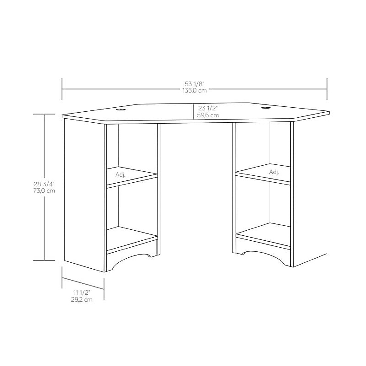 UrbanPro Engineered Wood Corner Desk in Silver Sycamore/Brown Finish