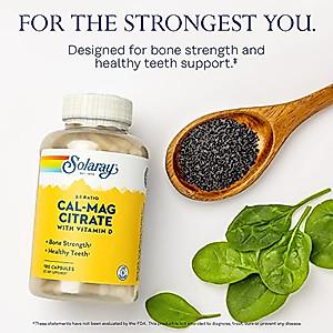 Solaray Calcium Magnesium Citrate 2:1 w/ Vitamin D-3, 30 Serv, 180 Caps