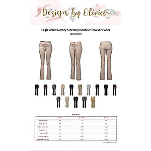 Design by Olivia Women's High Waist Comfy Stretchy Bootcut Trouser Pants Black L