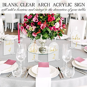 30 Sets Arch Acrylic Sign Gold Printed 1-30 Table Signs with Stands Calligraphy Clear Table Number Display Stand for Wedding Reception Event Party Restaurant Centerpieces Decor (4 x 6 Inch)