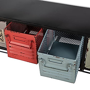 AcozyHom Metal Wall Mounted Coat Rack with Hooks and 4 Drawers, 30.3"(L) x6.7(W) x11.8(H), Home Entryway Wall Hanging Shelf, Iron Storage and Display Organizer for Coats, Hats, Keys, Cups, Colorful