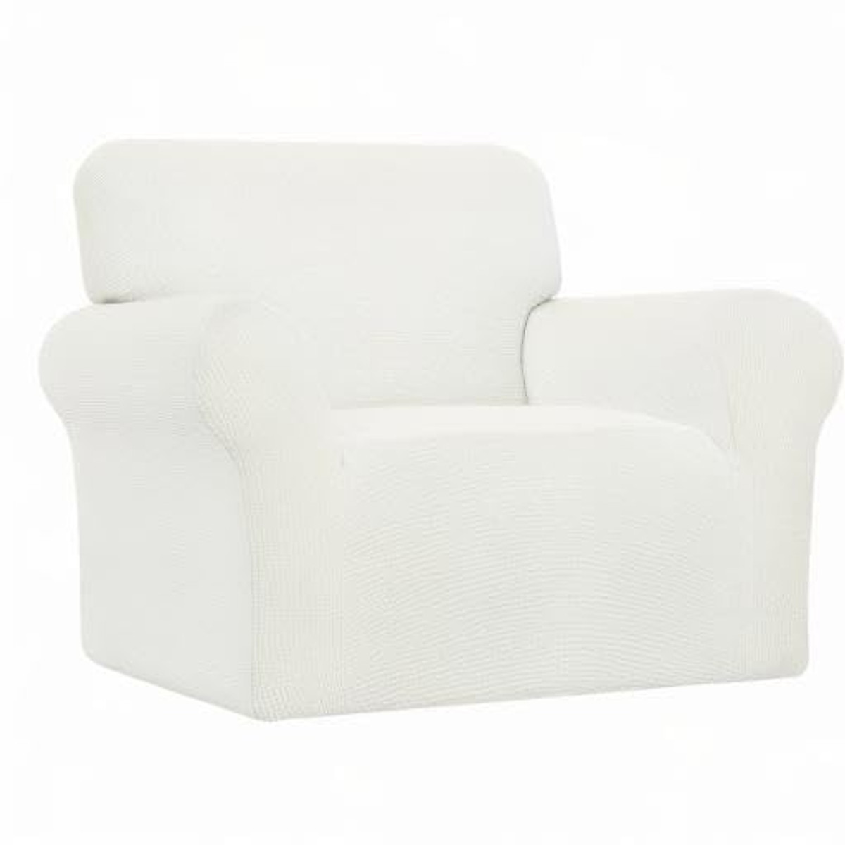 Easy-Going Stretch Chair Sofa Slipcover 1-Piece Couch Sofa Cover Furniture Protector Soft with Elastic Bottom for Kids, Pet. Spandex Jacquard Fabric Small Checks (Chair, Cream)