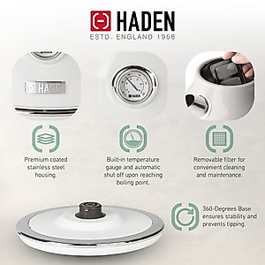 Haden Dorset 1.7 Liter Cordless Electric Kettle with Auto Shut Off for Kitchen, Small Appliances, Counter, and Apartments, Ivory/Chrome