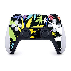 ITS A Skin Skins Compatible with Sony Playstation 5 Console Disc Edition - Protective Decal Overlay Stickers wrap Cover - Colorful Weed Leaves Leaf