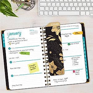 HARDCOVER 2024 Planner: (November 2023 Through December 2024) 5.5"x8" Daily Weekly Monthly Planner Yearly Agenda. Bookmark, Pocket Folder and Sticky Note Set (Golden Floral)
