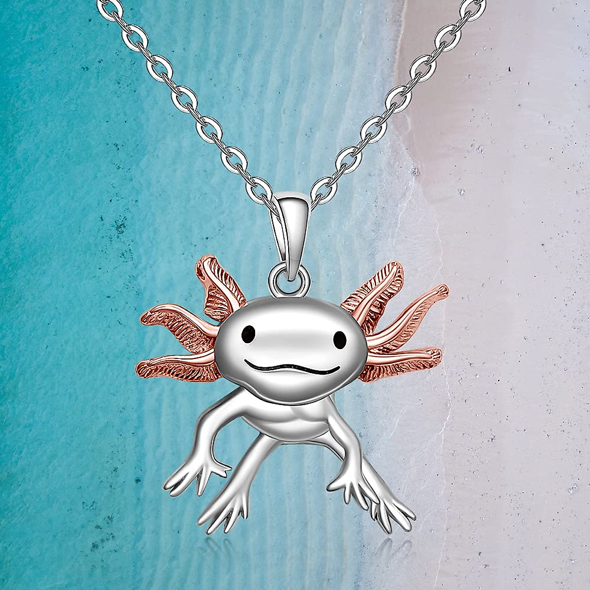 Axolotl Necklace Sterling Silver Pendants Cute Axolotl Friendship Mexican Necklaces for Women Dainty Charm Unique Animal Jewelry Gift