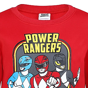 Power Rangers Morphin Red Ranger, Blue Ranger, and Grey Ranger Boys Pullover Sweatshirt and Pants Set for Little Kids