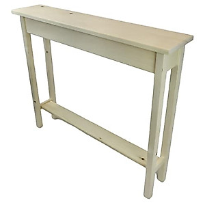 60" Narrow Console Sofa Table - Unfinished Foyer Pine Table With Bottom Storage Shelf