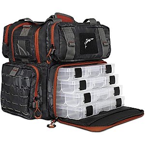 Ego Kryptek Tackle Box, Fishing Pack with 4 Accessory Trays, Water Resistant PVC, Multiple Storage Pockets, Tool Bag, G-Hook Closure System