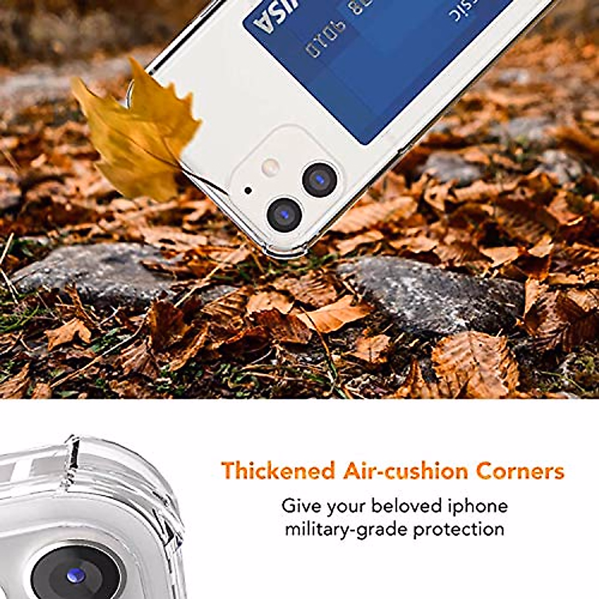 SZINTU iPhone 12 Mini Clear Case - Card Holder Slot, Slim Fit, Wireless Charging Compatible, TPU Shockproof Wallet Bumper