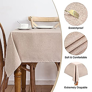 AUSSPVOCT Linen Textured Tablecloth Rectangle 52x70 Water Resistant Spill-Proof Wipeable Table Cloth Wrinkle Free Table Covers for Dining, Farmhouse, Outdoor, Kitchen, Banquet