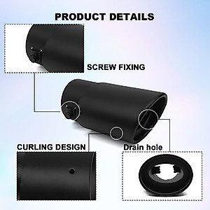 Stainless Steel Car Exhaust Tip, 2.5" to 3.3" Adjustable Car Decoration Chrome-Plated Finish Exhaust Tailpipe, Universal Car Exhaust Pipe Modification Tail Throat Tail Pipe (Black #Straight)
