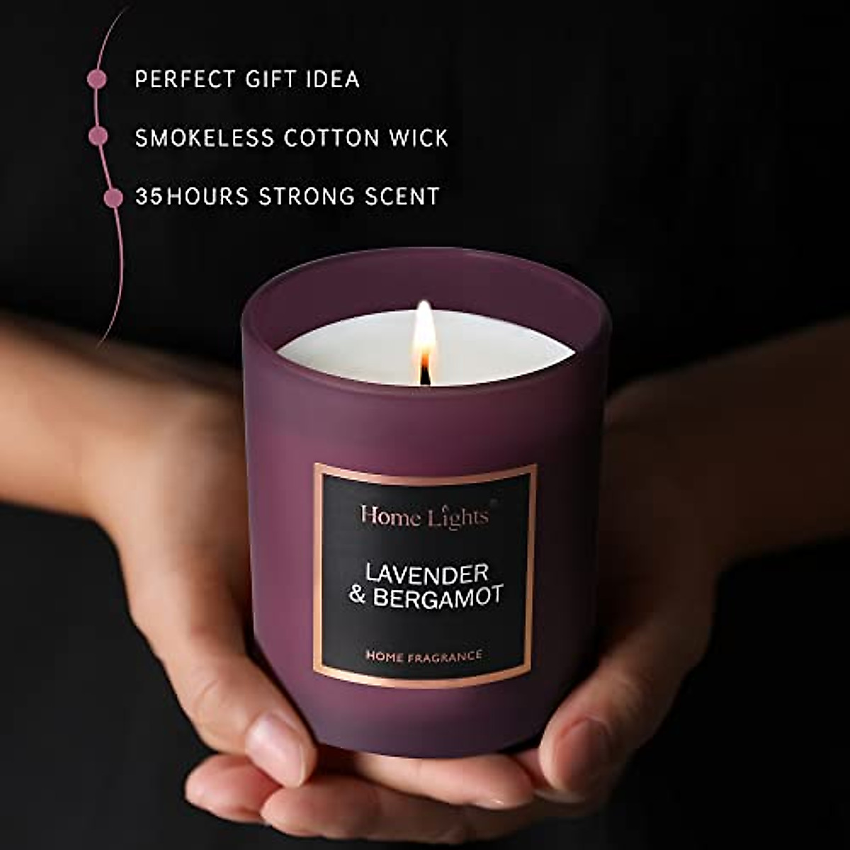 Scented Soy Candles, 35 Hours Burn Time, Natural Soy Wax, Home Fragrance Decor Gift for Women & Men, Lavender & Bergamot