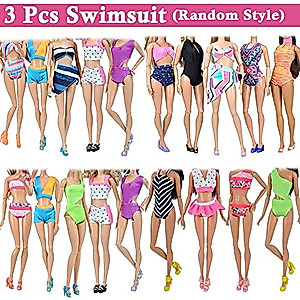 YAMASO 30 Pcs Doll Clothes and Accessories 4 Casual Clothes Fashion Wear 3 Wedding Gown Dresses 3 Swimsuits Bikini, 10 Hangers and 10 Shoes for 11.5 inch Doll(Random Style)