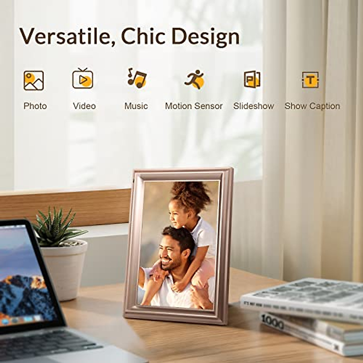 Canupfarm Digital Picture Frame, Smart WiFi 10.1 Inch Digital Photo Frame with 1280 x 800 IPS Touchscreen, 16GB Storage, Auto-Rotate, Wall Mountable, Motion Sensor, Share Moments via Frameo APP