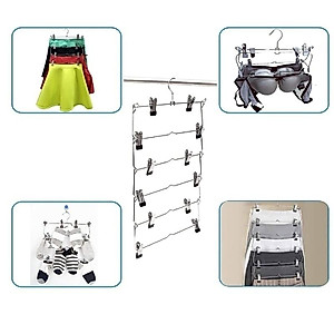 IULJH 1PC Multilayer Clothes Hangers with 12 Clips Clothing Storage Rack Holder Drying Wardrobe Folding Pants Clothes Metal Skirt Rack ( Color : E )