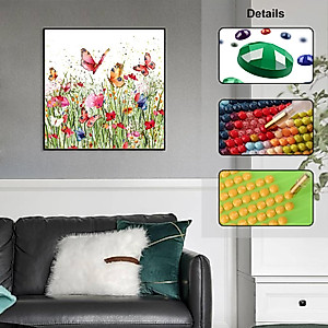 GUMITOON Flowers Diamond Art Painting Kits for Adults - Full Drill Diamond Dots Paintings for Beginners, Round 5D Paint with Diamonds Pictures Gem Art Painting Kits DIY Crafts Kits 12x12inch