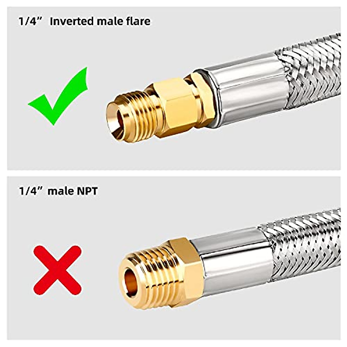 Startool 15 Inch RV Propane Hose, Camper Gas Line Replacement, 1/4-Inch Inverted Male Flare x QCC-1, 2 Pack