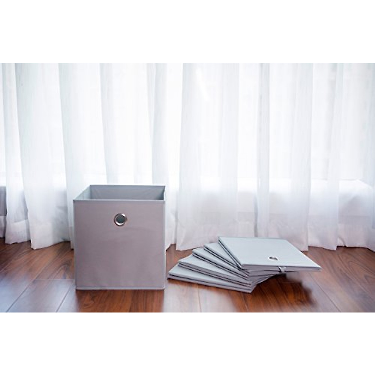 Shinetidy Storage Bins Foldable Cube Organizer Fabric Drawer Set of 6 Gray