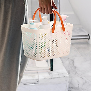 Hedume 2 Pack Portable Shower Caddy Basket, Plastic Organizer Storage Tote with Handle, Plastic Storage Caddy Basket for Bathroom, College, Dorm, Kitchen, Camp, Gym, Garden, Cleaning Supplies