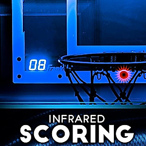 Franklin Sports Over The Door Mini LED Scoring Basketball Hoop - Slam Dunk Approved - Shatter Resistant - Accessories Included 17.75" x 12"