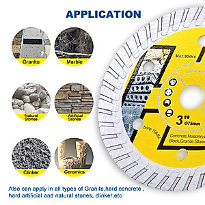 HIGHDRIL Diamond Saw Blade, 3PCS 3in/75mm x Arbor 3/8inch/10mm for Granite,Hard Concrete,Ceramic,Hard Porcelain