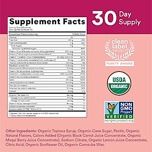 SmartyPants Organic Women's Multivitamin Gummies: Biotin, Probiotics, Methylfolate, Omega 3 (ALA), Vitamin D3, C, Vitamin B12, B6, Vitamin A, K & Zinc, Gluten Free, 120 Count (30 Day Supply)