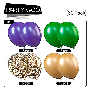 PartyWoo Purple Green Gold Balloons 50 pcs and Gold Foil Balloons 6 pcs