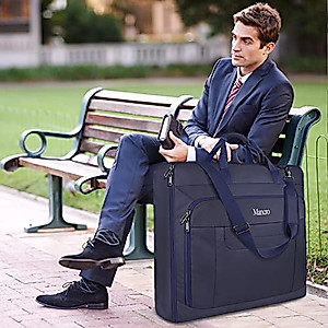 Carry On Suit Garment Bags for Travel, Suit Bag with Adjustable Shoulder Strap, Mancro Waterproof Foldable Luggage Bag for Men Women, Large Travel Garment Bags for Hanging Clothes (Blue)