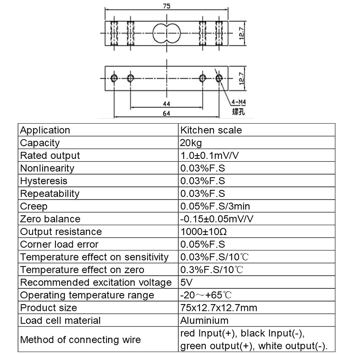 ShangHJ 20kg Digital Load Cell Weighing Sensor + HX711 AD Weighit Amplifier Module Pressure Sensor for Arduino DIY Portable Electronic Kitchen Scale Kit (20kg, HX711)