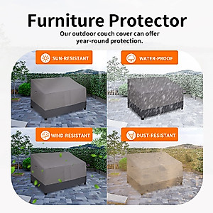 Easy-Going Waterproof Outdoor Couch Cover, Heavy Duty 3-Seater Patio Sofa Cover, Winchdproof Outdoor Furniture Cover with Air Vent (80Wx37Dx33H inch, Gray/Dark Gray)