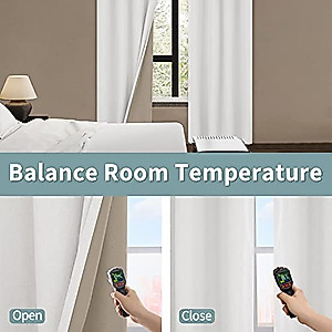 BGment Linen Textured 100% Blackout Curtains for Bedroom, Rod Pocket Double Layers Thermal Insulation Room Darkening Curtains with Liner for Living Room, 2 Panels, 52 x 63 Inches, Off White