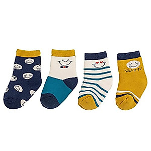 Fly love Toddler Winter Socks Kids Wool Hiking Socks Boys Girls Warm Thick Cotton Boot Crew Socks 5pairs (1-2 Year, Style C (4 Pairs))