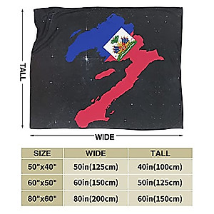 Throw Blanket Flag Map of Haiti Ultra-Soft Micro Fleece Blanket for Couch Sofa Bed Living Room 60"X50"